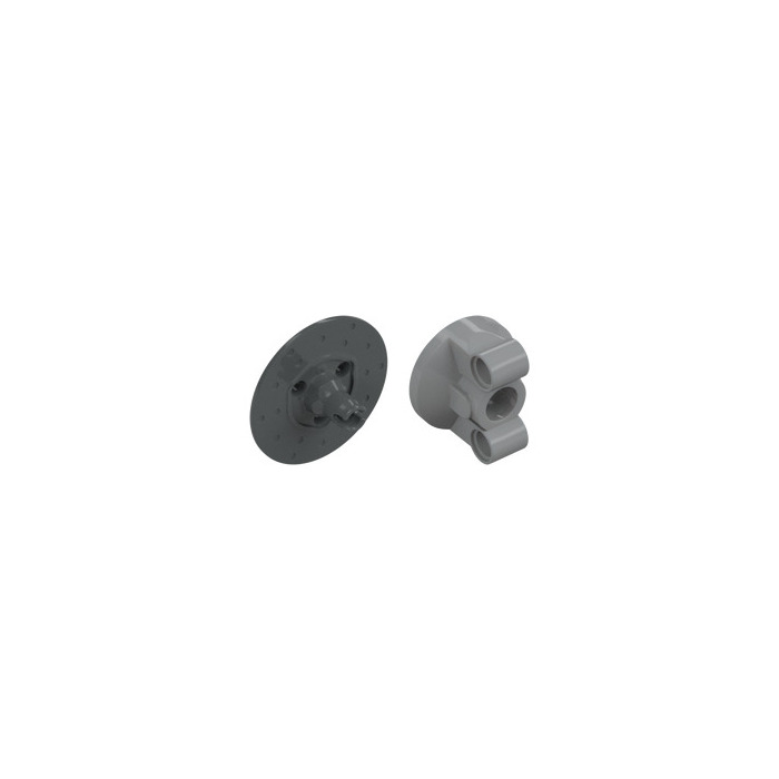 LEGO Medium Stone Gray Wheel Hub Holder with 2 Pin Holes with Dark ...