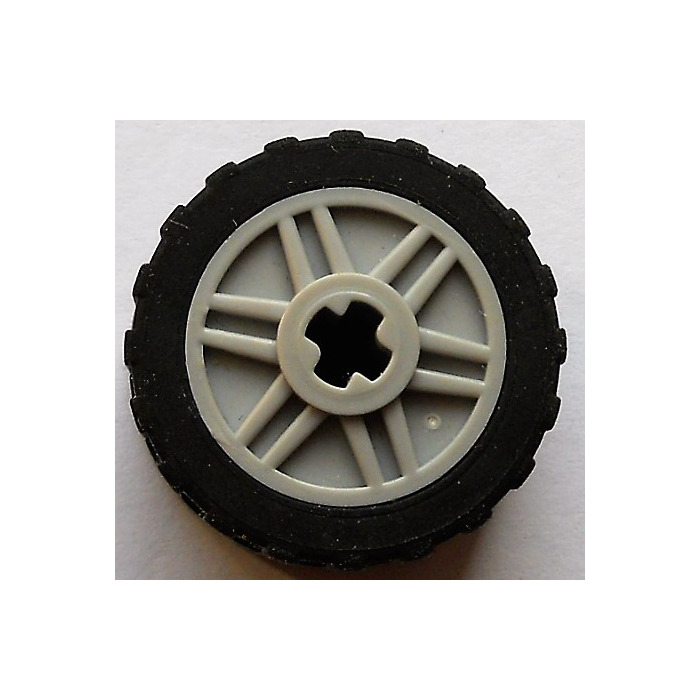 LEGO Medium Stone Gray Wheel Rim Ø18 x 14 with Axle Hole with Tire 24 x ...