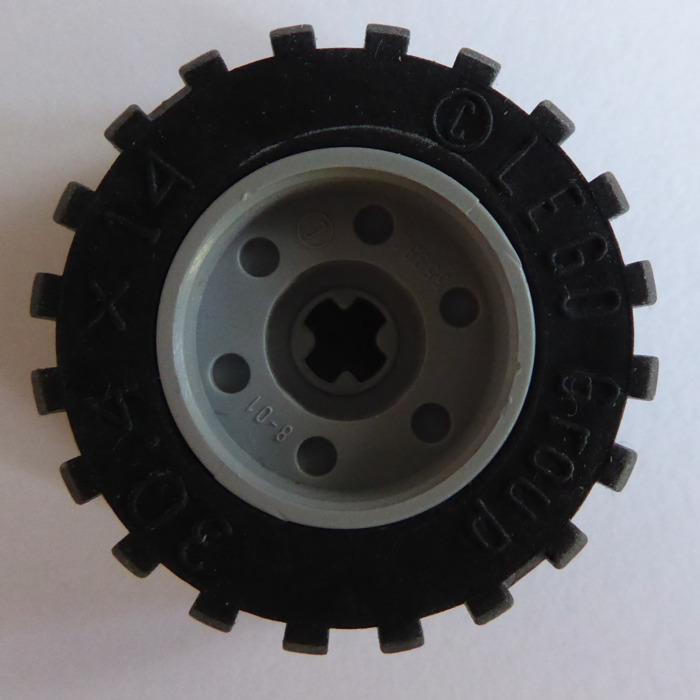LEGO Medium Stone Gray Wheel Rim Ø18 x 14 with Axle Hole with Tire 30.4 ...
