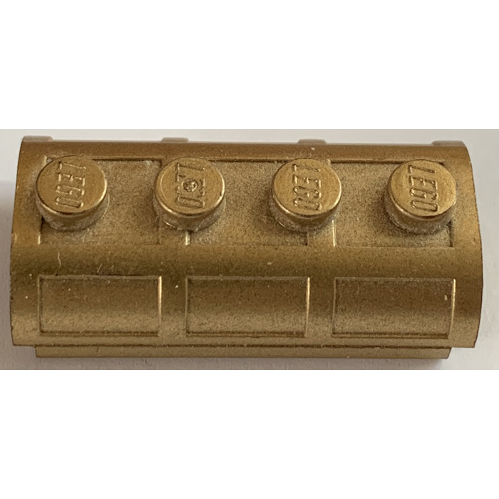 LEGO Metallic Gold Treasure Chest Lid 2 x 4 Curved with Thick Hinge ...