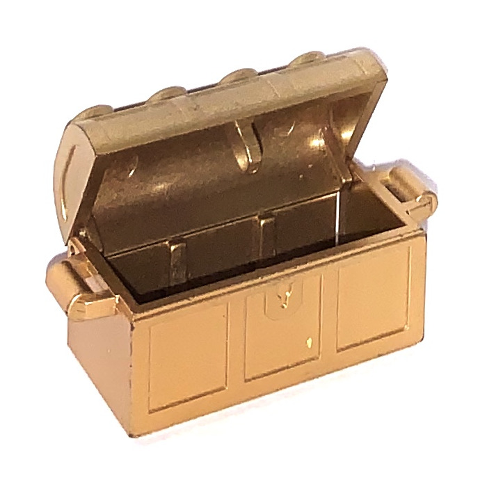 LEGO Goldmetallic Treasure Chest with Curved Lid (Dickes Scharnier mit ...