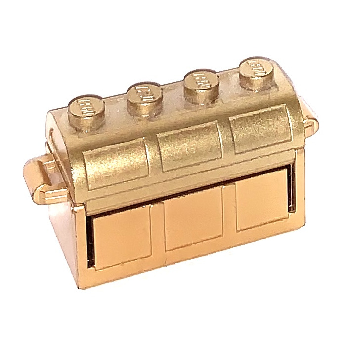 LEGO Metallic Gold Treasure Chest with Curved Lid (Thick Hinge with ...