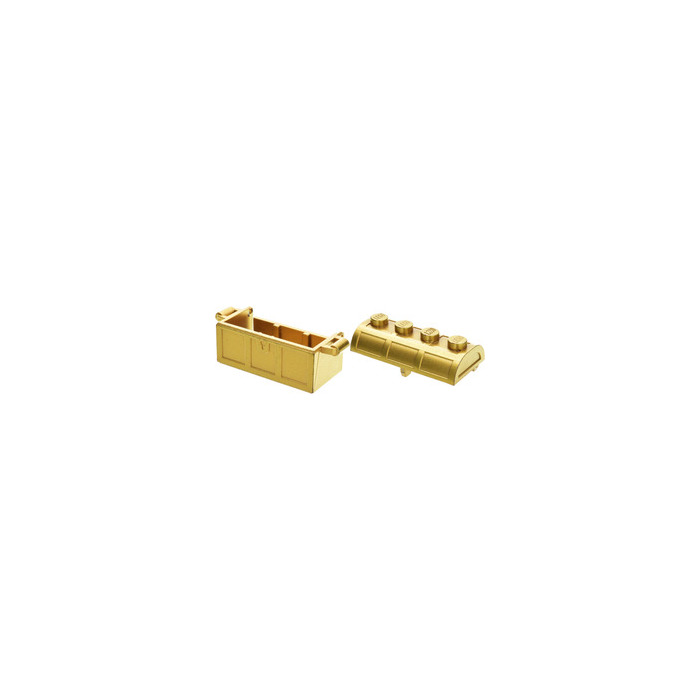 LEGO Metallic Gold Treasure Chest with Curved Lid (Thick Hinge with ...