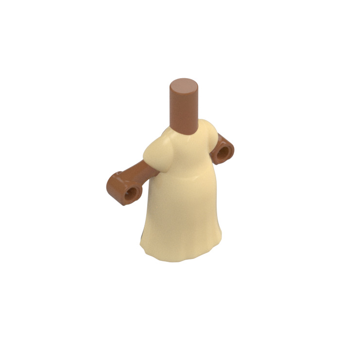 LEGO Micro Body with Long Skirt with Tan Dress with Red Top and Sash ...