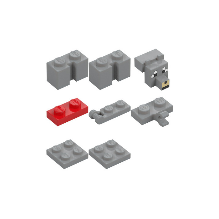 LEGO Minecraft Wolf (Tamed) with Red Plate and Tan Muzzle | Brick Owl ...