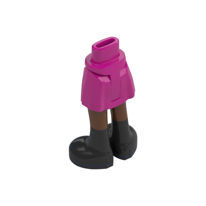 LEGO Minidoll Hip with Curved Skirt with Reddish Brown Legs and Black ...