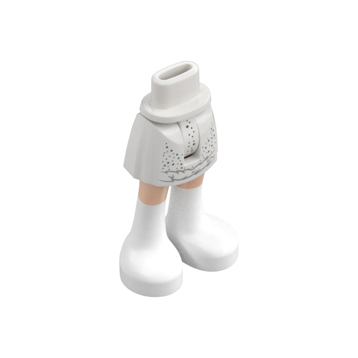 LEGO Minidoll Hip with Curved Skirt with Silver Dots and Fur with White ...