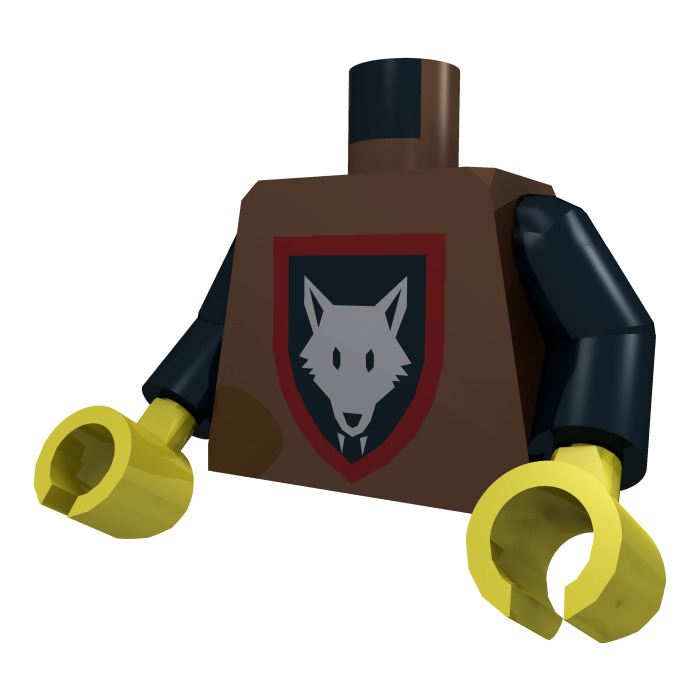 LEGO Minifig Castle Torso with Wolf in Shield with Red Border Pattern ...