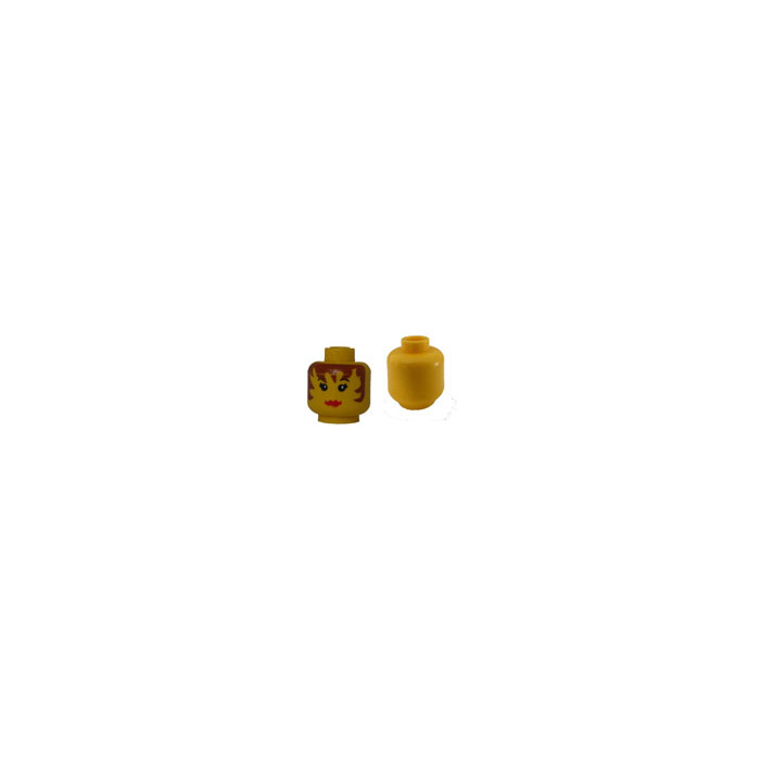 LEGO Minifig Head with Brown Hair, Eyelashes, and Lipstick (3626 / ...