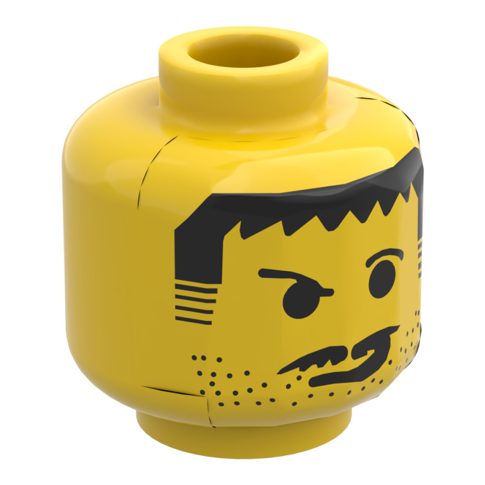 LEGO Minifig Head with Stubble, Moustache and Smirk (3626) | Brick Owl