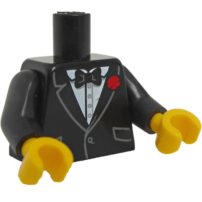LEGO Minifig Torso with Black Vest, Red Flower and Black Bow Tie (973 ...