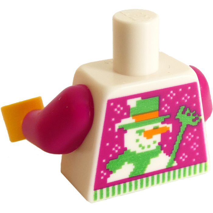 LEGO Minifig Torso with Bright Green Christmas Tree and Snowman on Back ...