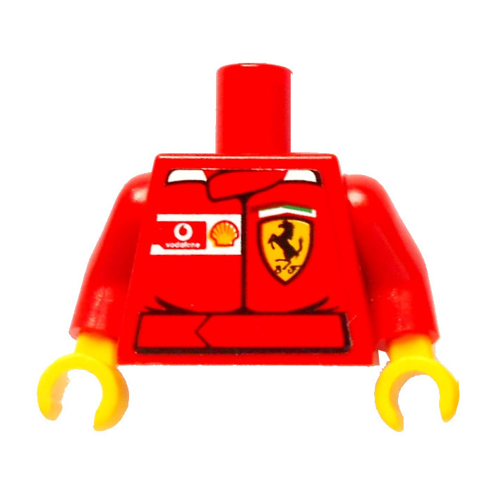 LEGO Minifig Torso with Ferrari Shield Sticker on Front and Vodaphone ...