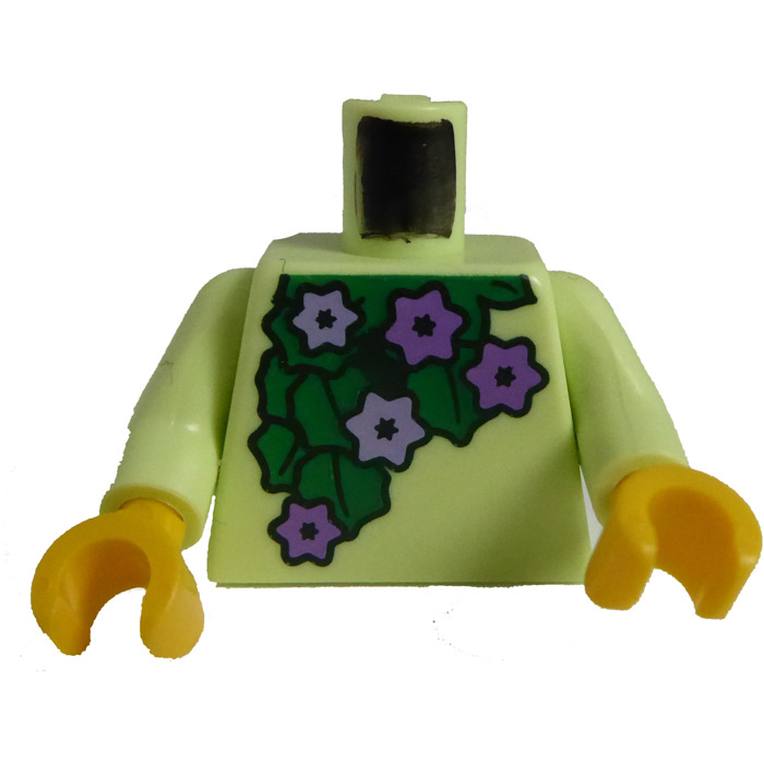 LEGO Minifig Torso with Lavender and Medium Lavender Flowers Front and ...