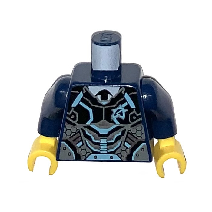LEGO Minifig Torso with Silver and Medium Azure Body Armor with Ultra ...