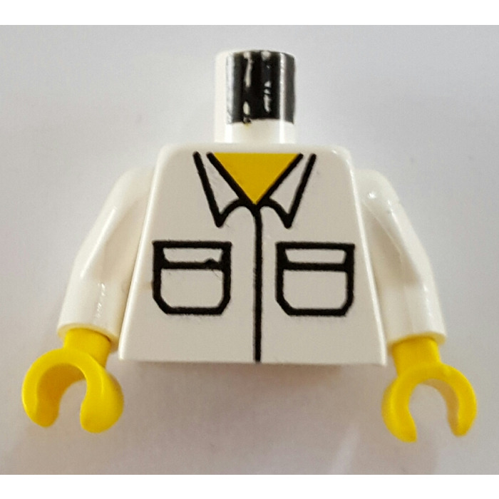LEGO Minifig Torso with White Collar and 2 Pockets with White Arms and ...