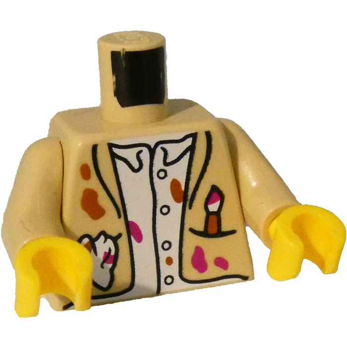 LEGO Minifig Torso with White Shirt and Jacket with Paint Stains and a ...