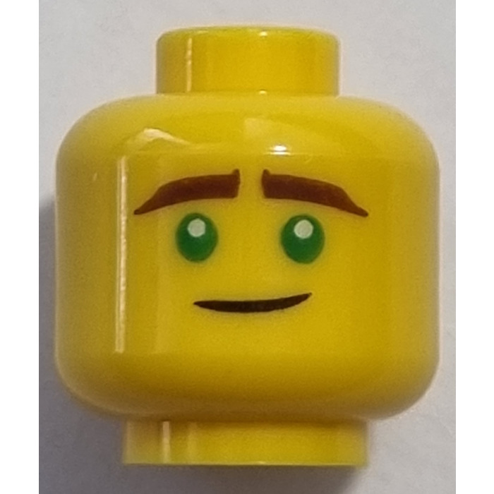 LEGO Minifigure Head (Lloyd) with Brown Eyebrows, Green Eyes, Lopsided ...