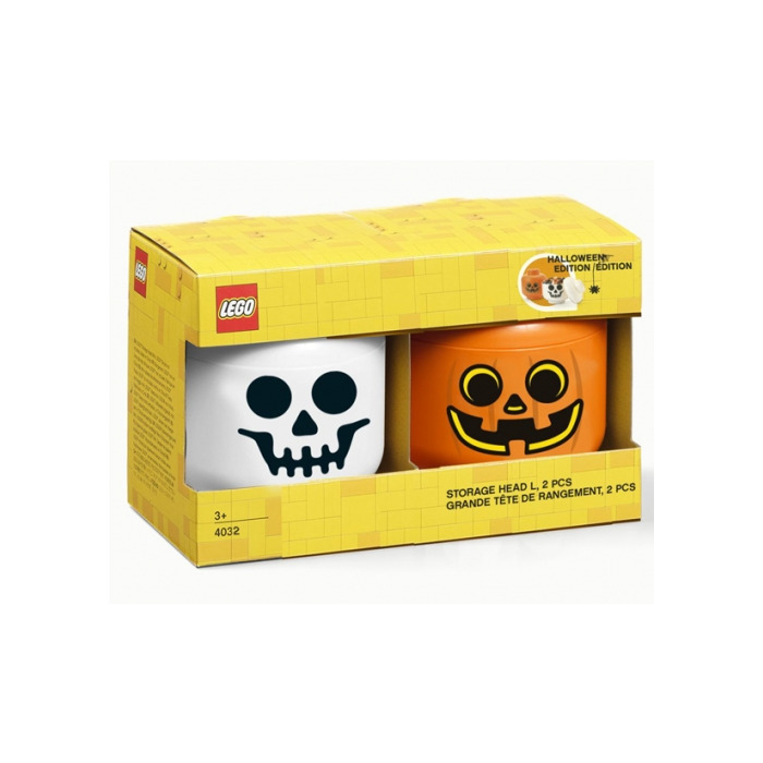 LEGO Minifigure Head Storage Container Large - Pumpkin and Skeleton Set ...