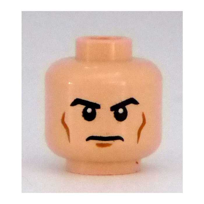LEGO Minifigure Head with Black Eyebrows, Cheek Lines and Frown (3626 / ...