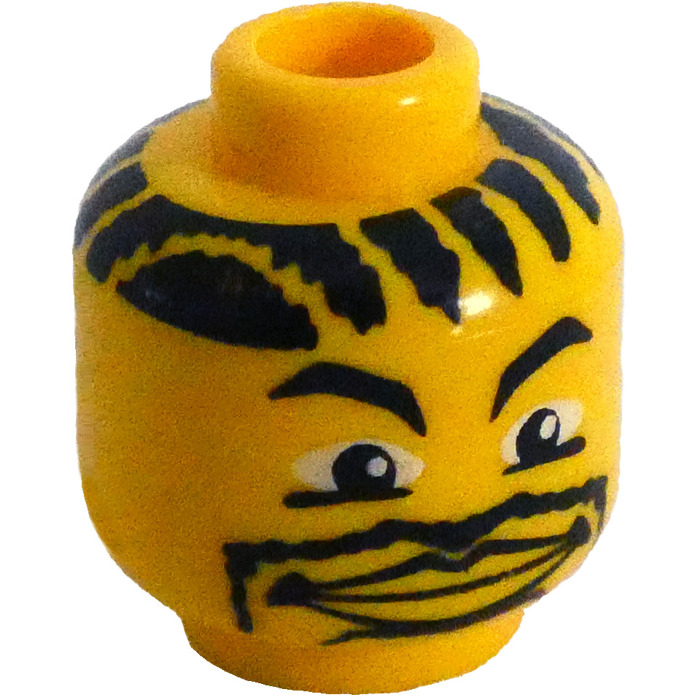 LEGO Minifigure Head with Black Hair and Moustache, Thick Lips (3626 ...