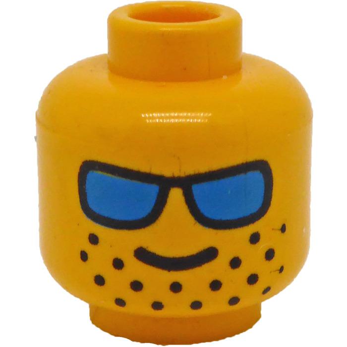 LEGO Minifigure Head with Blue Sunglasses and Stubble (Safety Stud ...