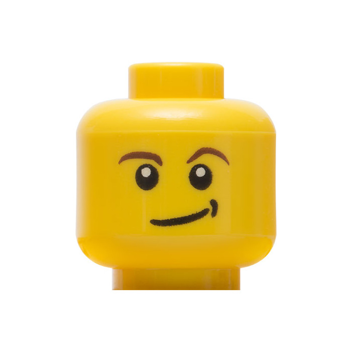 LEGO Minifigure Head with Brown Eyebrows and Lopsided Smile (14807 / ...