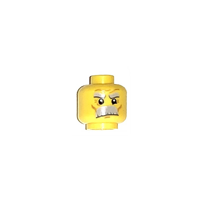 LEGO Minifigure Head with Bushy Grey Eyebrows and Moustache (2 Sided ...
