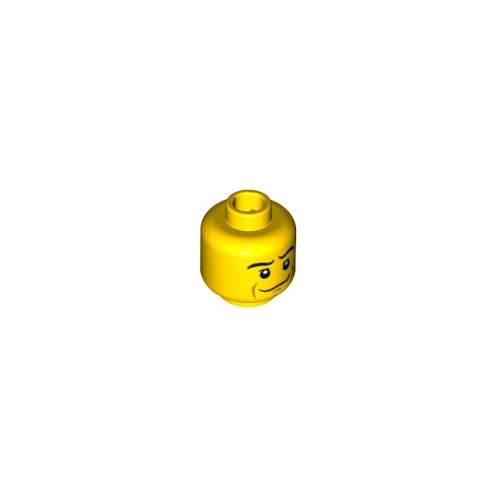 LEGO Minifigure Head with Frowning Smirk Expression and Brown Cheek ...