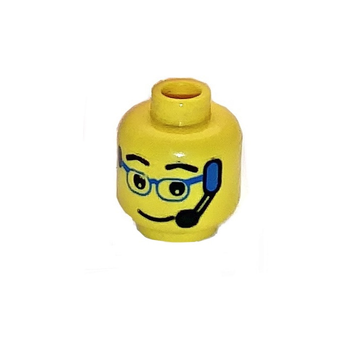 LEGO Minifigure Head with Headset and Blue Glasses Decoration (3626 ...