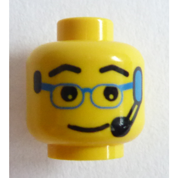 LEGO Minifigure Head with Headset and Blue Glasses Decoration (3626 ...