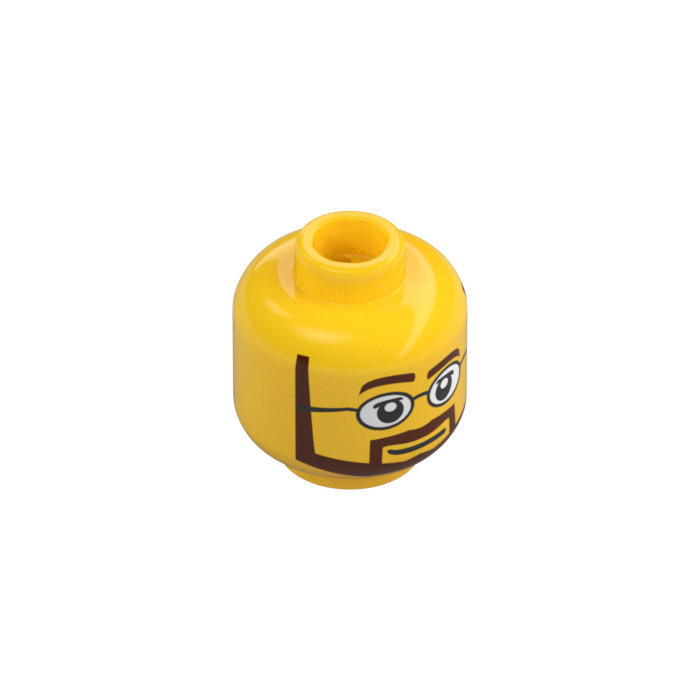 LEGO Minifigure Head with Round Glasses, Brown Beard and Raised Right ...