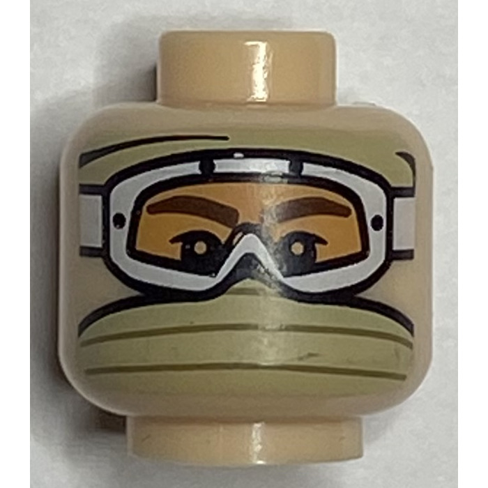 LEGO Minifigure Head with Scared Face and Snow Goggles with Bandana ...