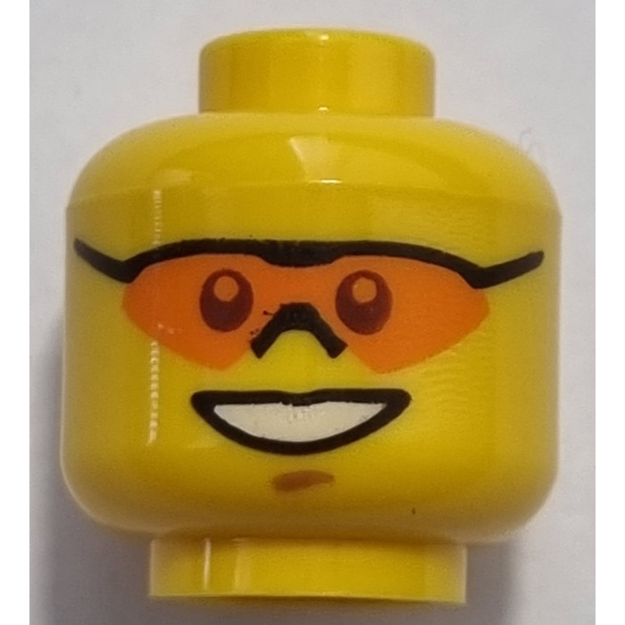 LEGO Minifigure Head with Smile and Orange Goggles (13636 / 99810 ...