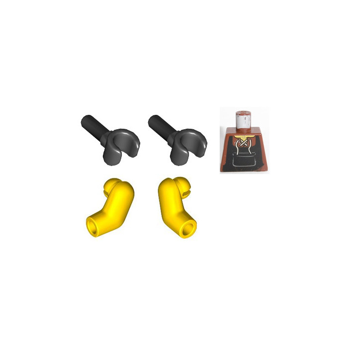 LEGO Minifigure Torso with Laced Shirt and Black Apron Bib (973 / 76382 ...