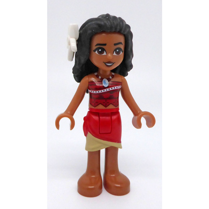 LEGO Moana with Dark Red Top and Layered Skirt with Hair Flower ...
