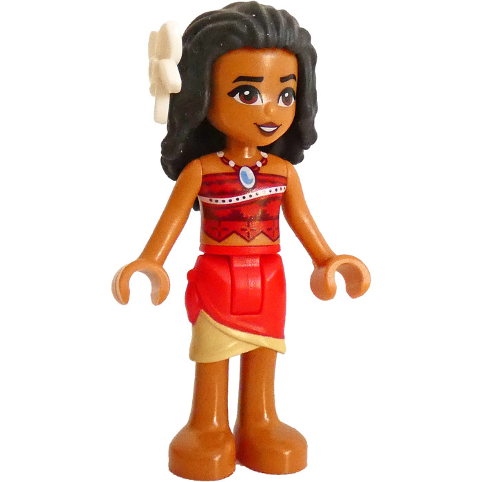 LEGO Moana with Dark Red Top and Layered Skirt with Hair Flower ...