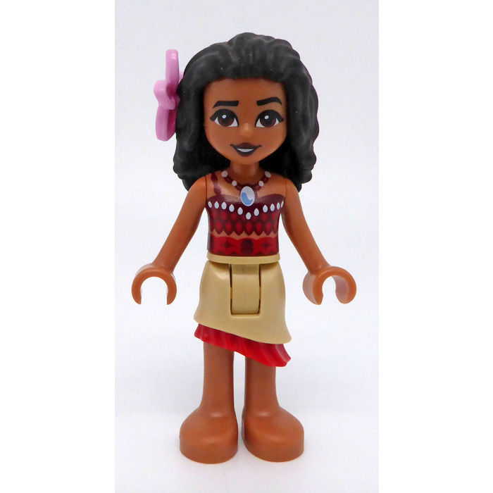 LEGO Moana with Dark Red Top and Skirt with Ruffle with Hair Flower ...