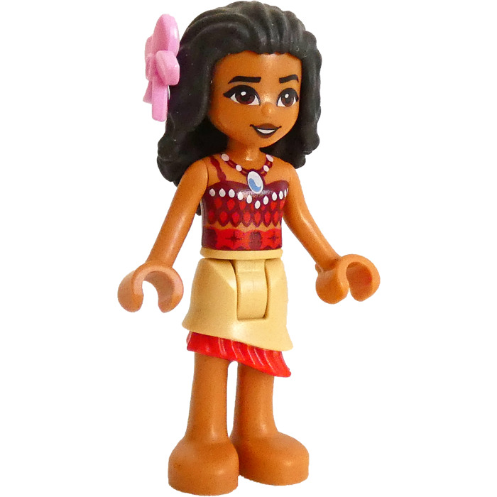 LEGO Moana with Dark Red Top and Skirt with Ruffle with Hair Flower ...