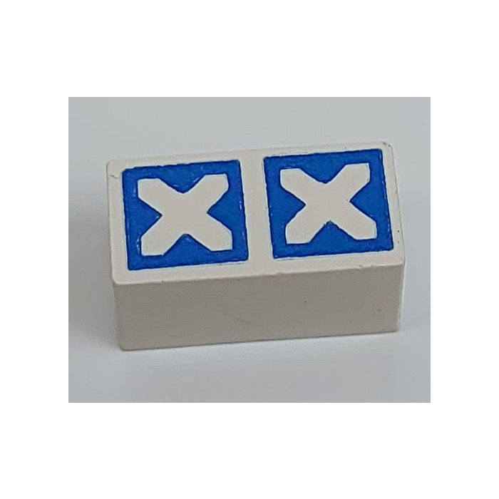 LEGO Modulex White Modulex Tile 1 x 2 with Diagonal Crosses without ...