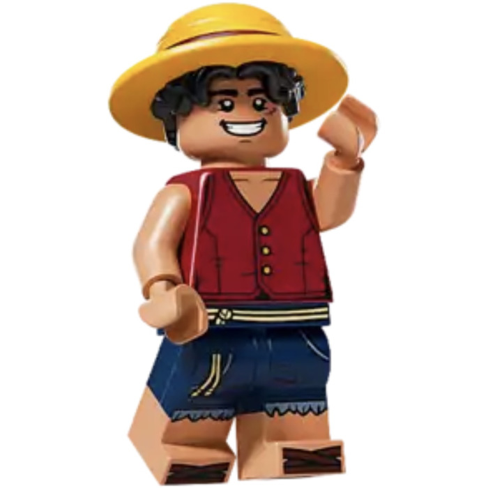 LEGO Monkey D. Luffy with Hat and Open Mouth Minifigure | Brick Owl ...