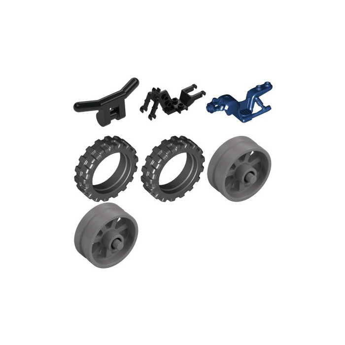 LEGO Motorcycle Cruiser with Flat Silver Wheels and Black Handlebars ...