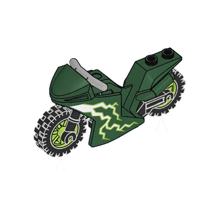 LEGO Motorcycle Sport Bike with Lime Wheels, Black Frame with White ...