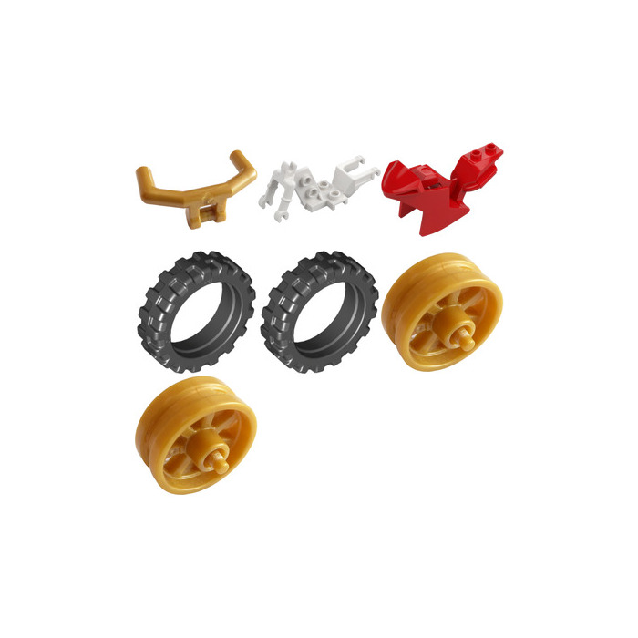 LEGO Motorcycle Sport Bike with White Chassis, Pearl Gold Wheels and ...