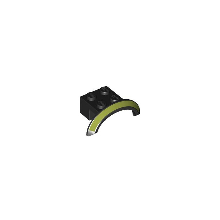 LEGO Mudguard Brick 2.5 x 4 x 1 with Wheel Arch with Olive Green Line ...
