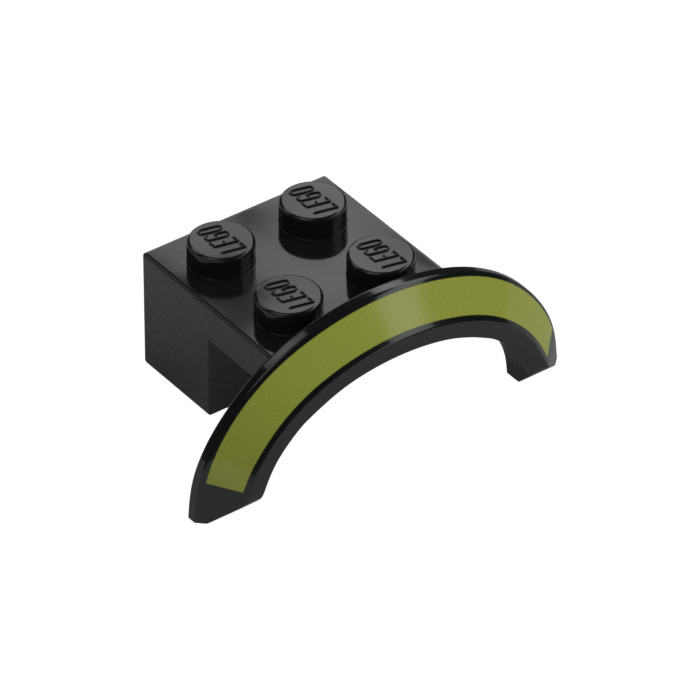 LEGO Mudguard Brick 2.5 x 4 x 1 with Wheel Arch with Olive Green Line ...