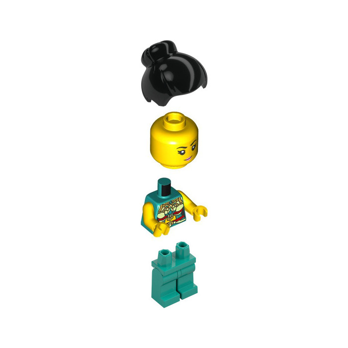 LEGO Musician with Dark Turquoise Outfit and Top Knot Bun (Singing ...