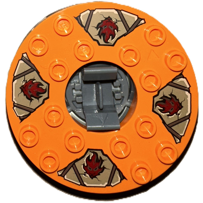 LEGO Ninjago Spinner with Orange Top and Dark Red Faces on Dark Tan and ...