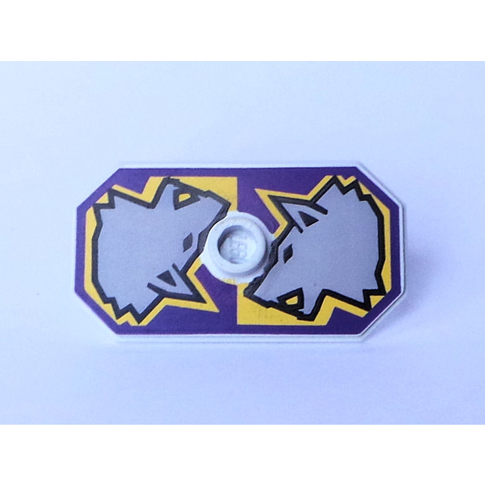 LEGO Octagonal Shield with Stud with Knights Kingdom Danju Wolf (48494 ...