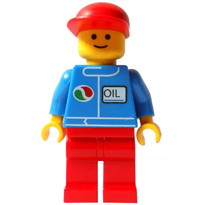 Lego Octan Worker червен Крака и Дълги Bill Шапка с козирка Минифигурка